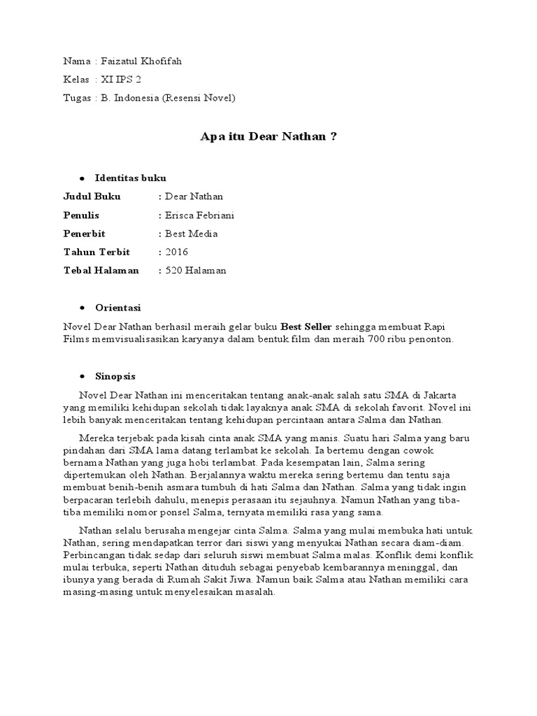 Resensi Dear Nathan | PDF