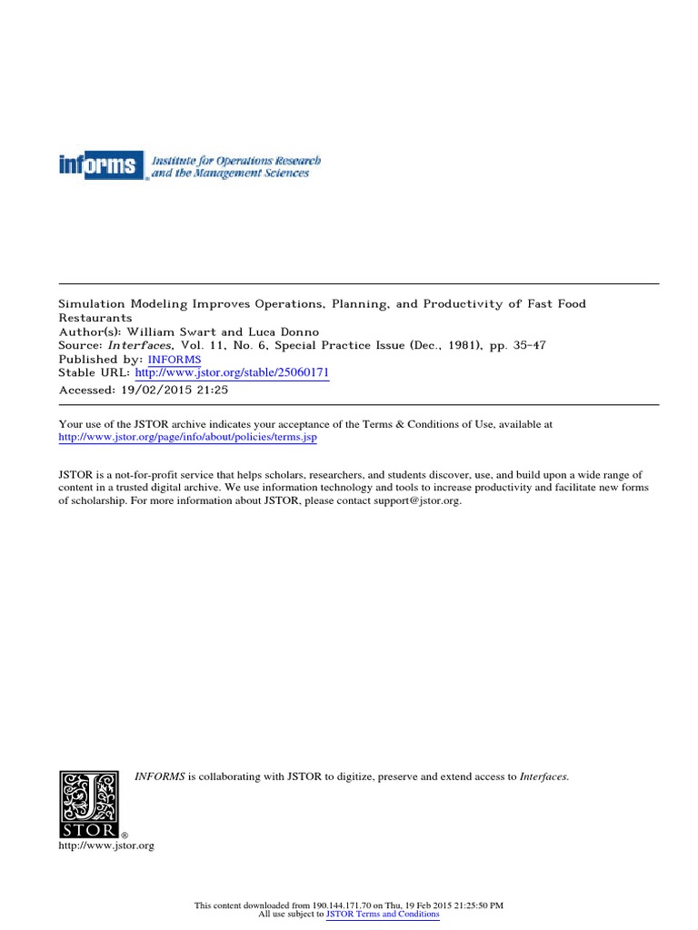Simulation Modeling Improves Operations Planning and Productivity of ...