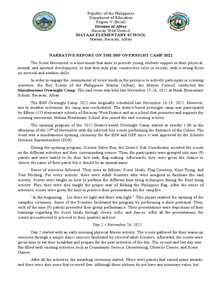 BSP Narrative Report 2022 | PDF | Scouting | Youth Organizations