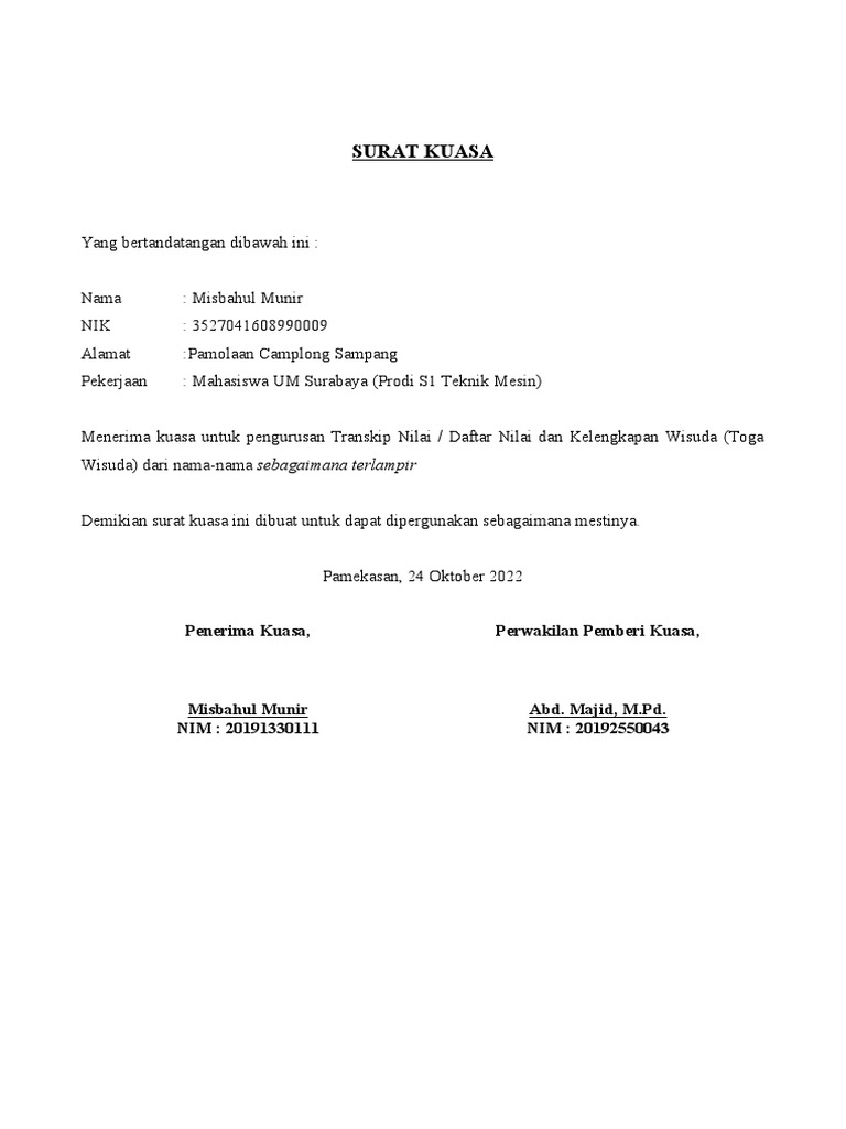 Surat Kuasa Ums | PDF