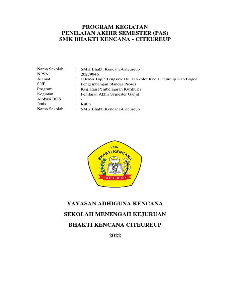 Program Kerja PAS | PDF