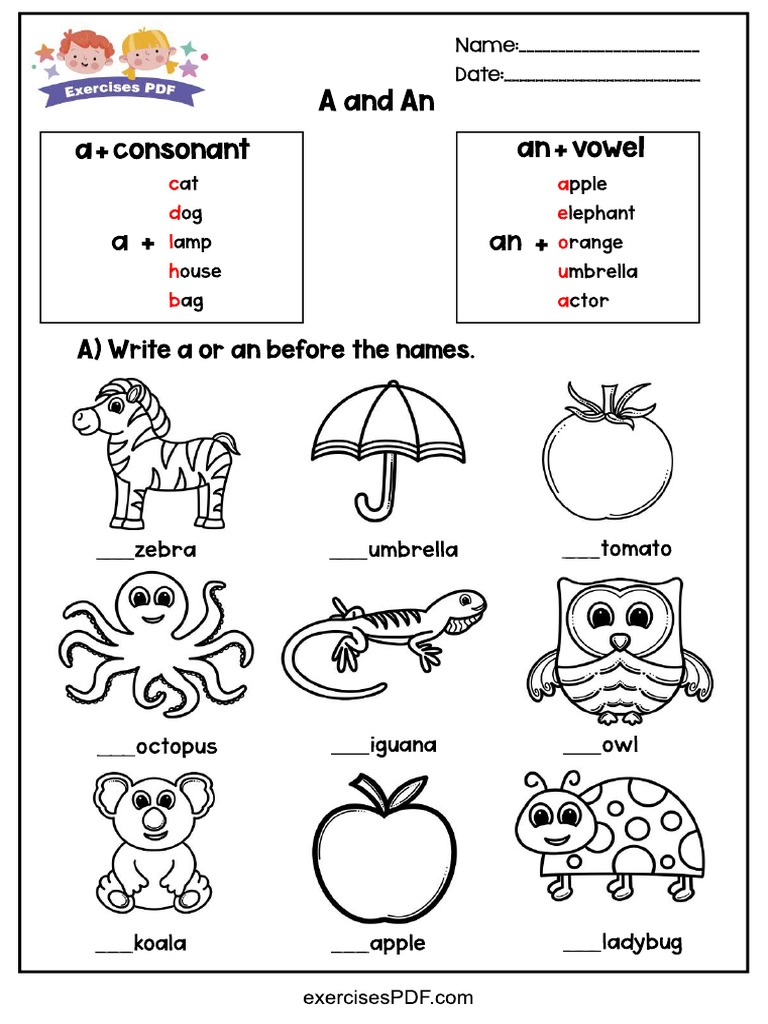 Write A or An Before The Names Comprimido 1 | PDF