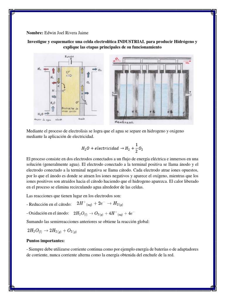 Celda de Hidrogeno | PDF | Electrodo | Hidrógeno