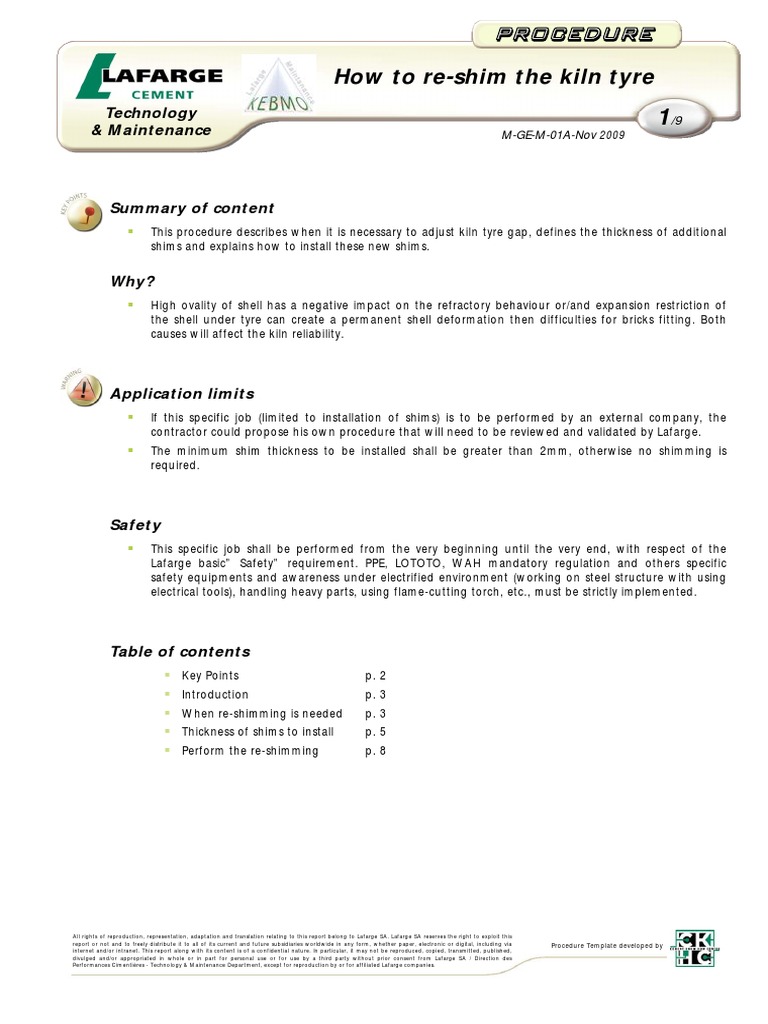 M-GE-M-01A How To Reshim The Kiln Tyre - Nov2009 | PDF | Creep ...