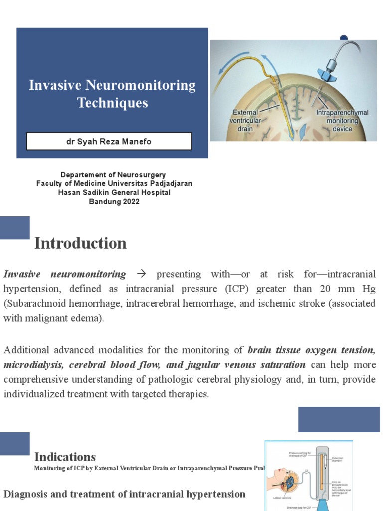 Invasive Neuromonitoring Technique | PDF | Cerebrospinal Fluid ...