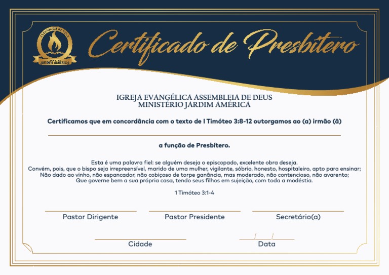Modelo Certificado de Presbitero | PDF