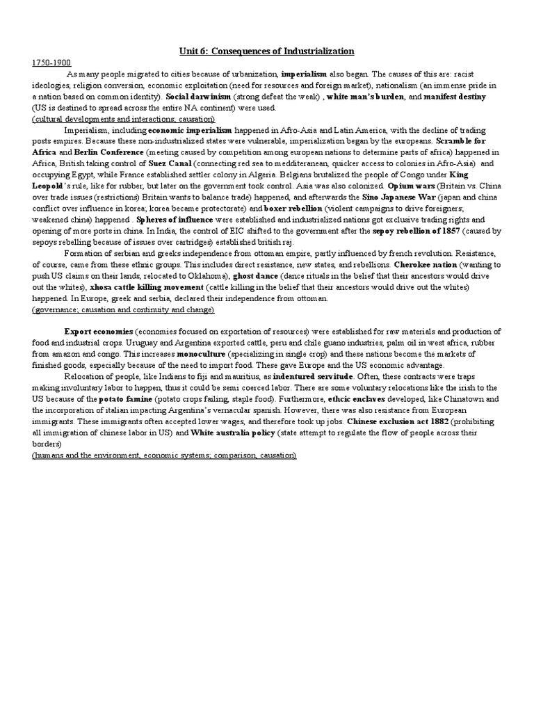 APWH Unit 6 - Consequences of Industrialization | PDF | Imperialism ...