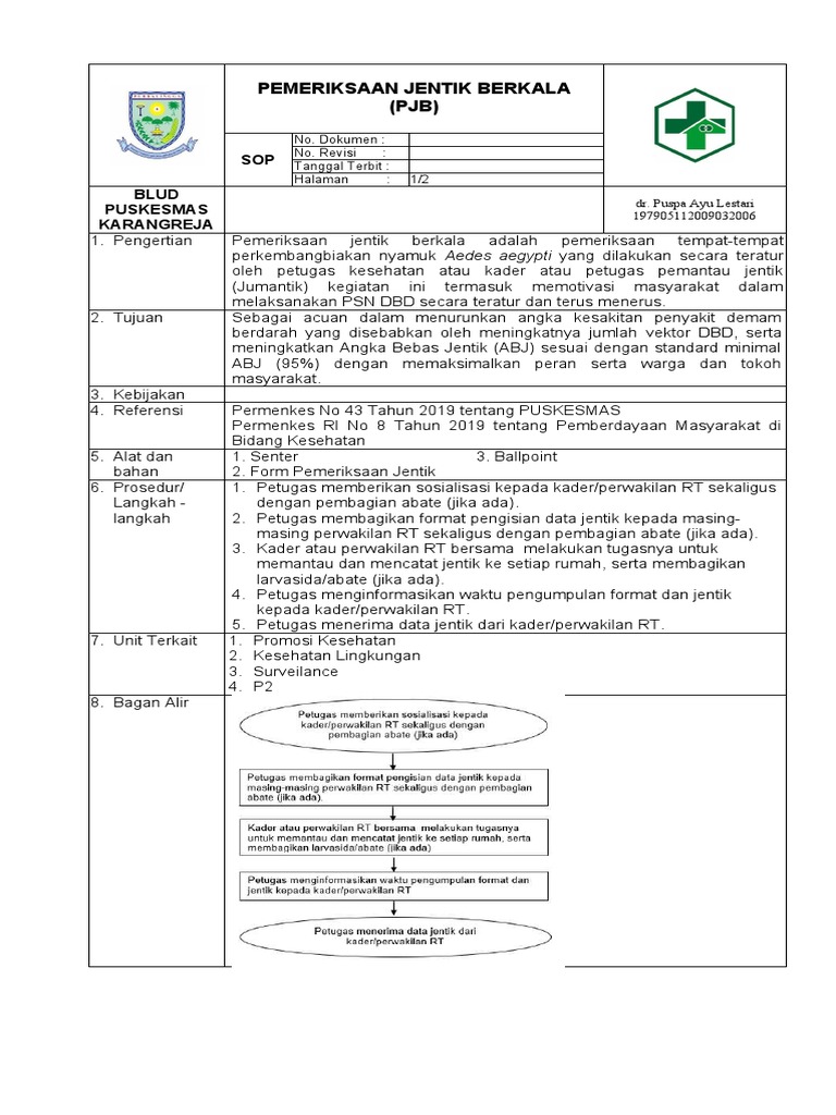 Sop Pemeriksaan Jentik 2022 | PDF | Pengembangan Diri | Sains & Matematika