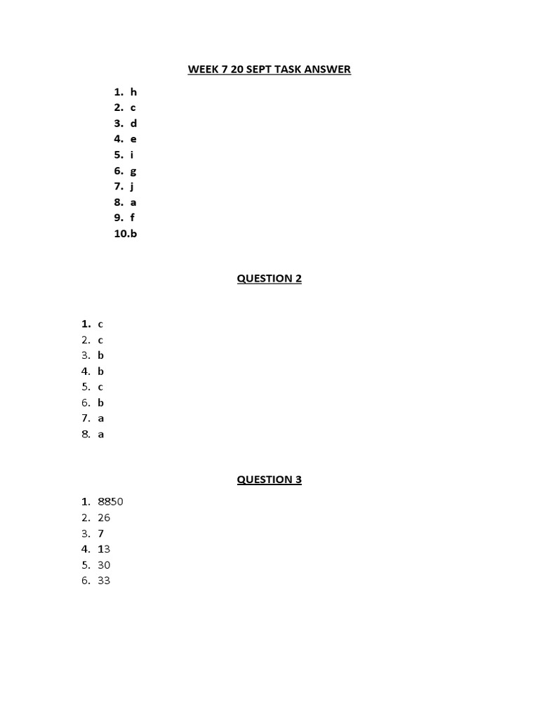 Week 7 20 Sept Task Answer | PDF | Chocolate | Theobroma