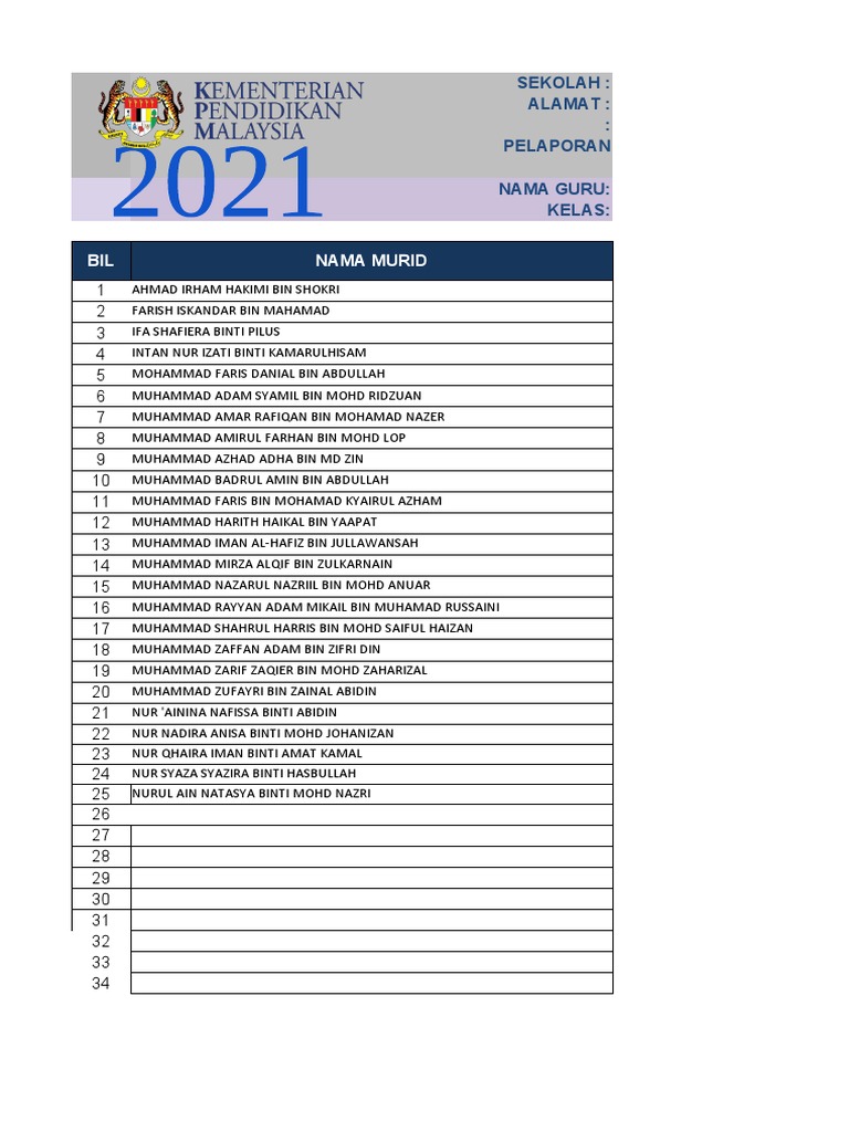 Templat Pelaporan PBD Tahun 6 (Akhir 2021) Pend Kesihatan | PDF