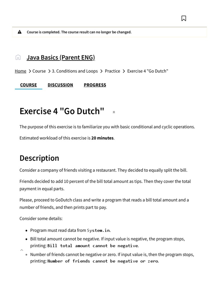 Exercise 4 - Go Dutch - Practice - JB - ENG Courseware - Elearn | PDF