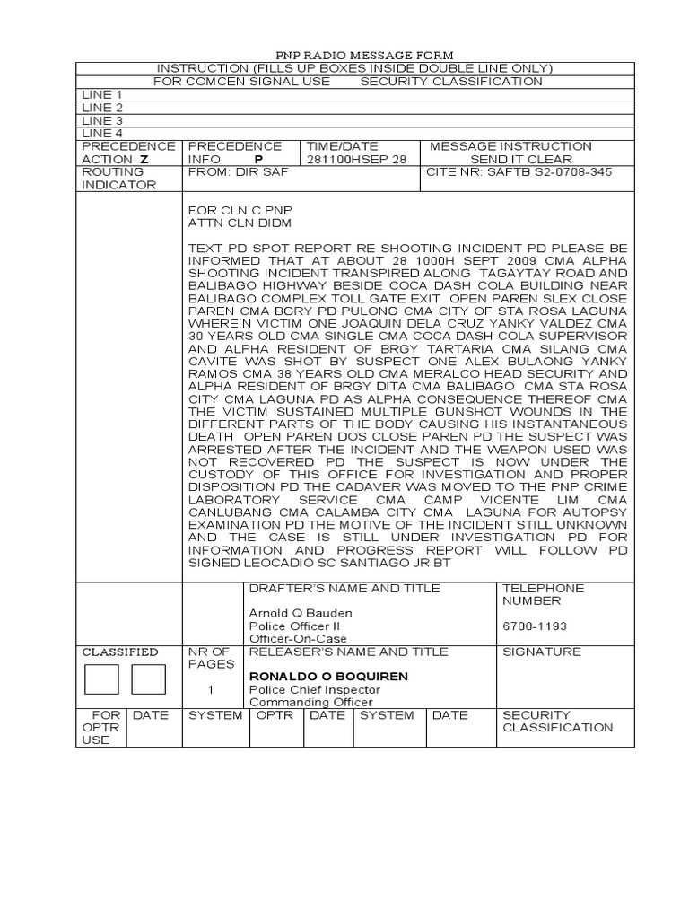 Radio Message 2009 | PDF | Law Enforcement | Crime & Violence