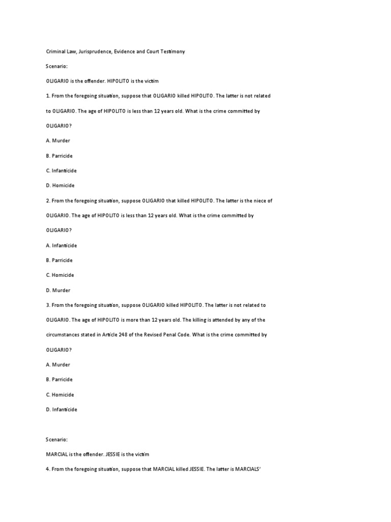 Analysis of Criminal Law Scenarios and Identification of Applicable ...
