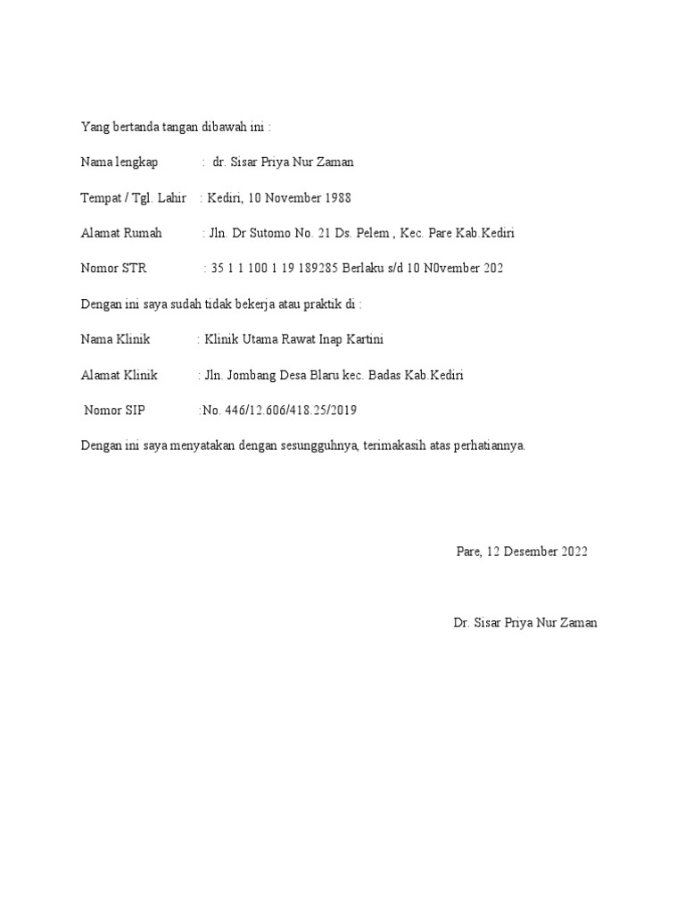 Yang Bertanda Tangan Dibawah Ini DR Sisar | PDF