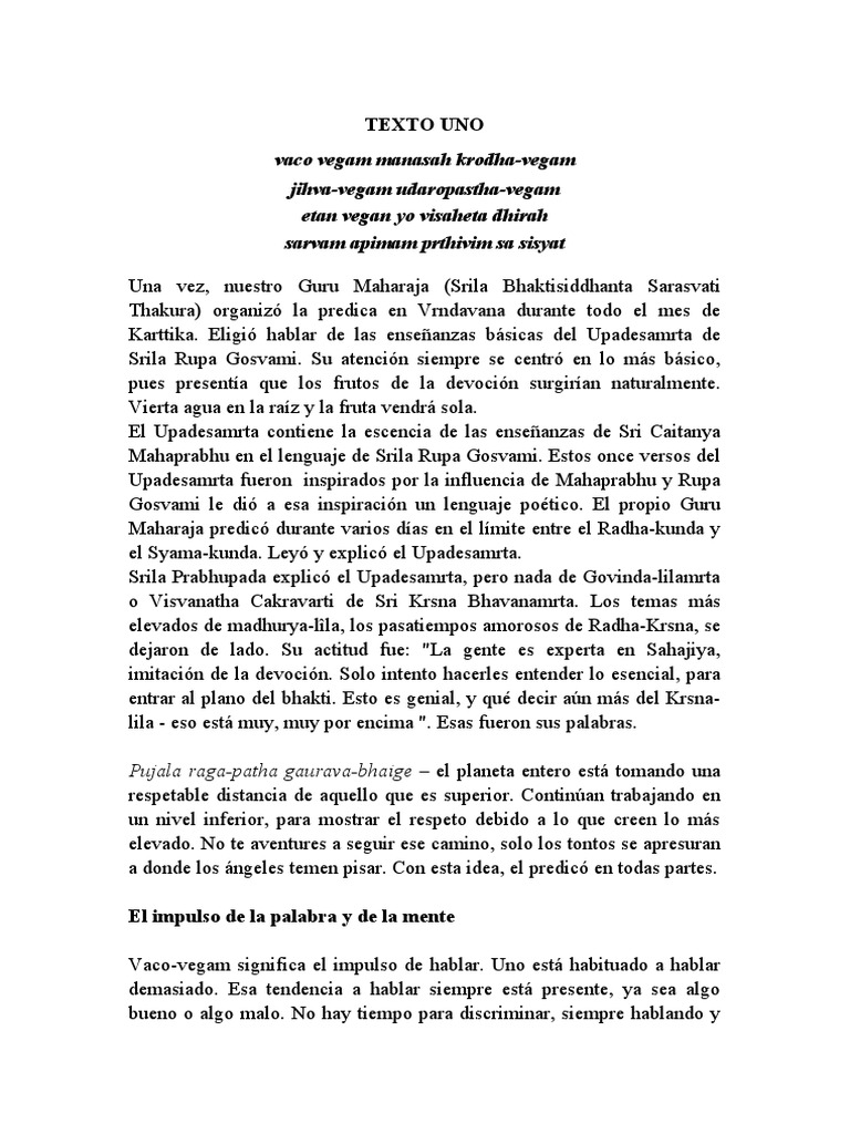 Upadesamrta 1 | PDF | Mente | Ira