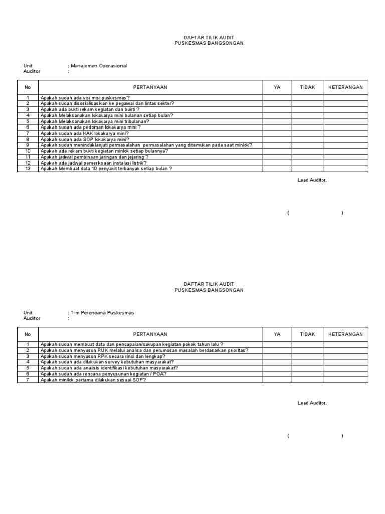 Form Audit Internal Admen3 | PDF