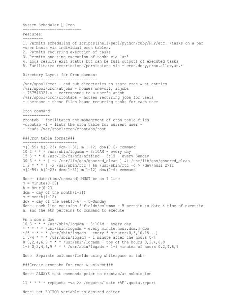 Cron Tab Scheduler | PDF