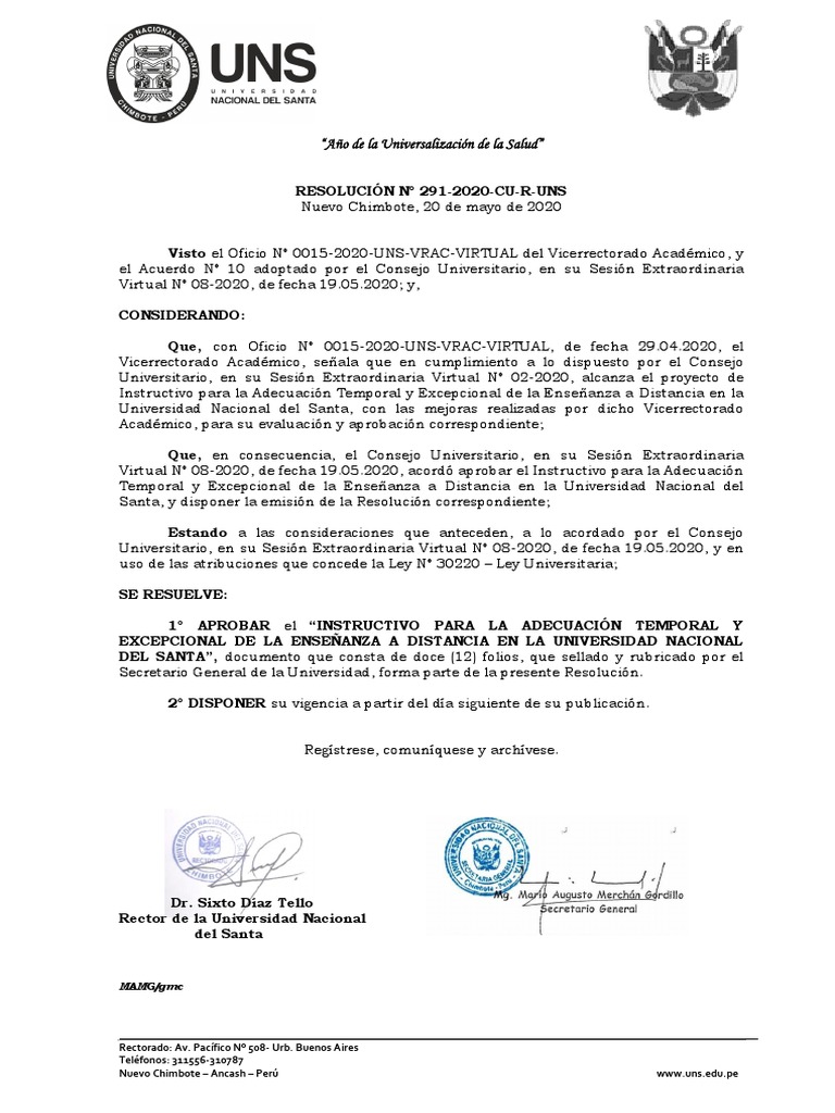 Instructivo para La Adecuacion Temporal y Excepcional de La Ense | PDF ...