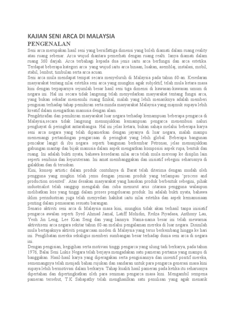 Kajian Seni Arca Di Malaysia | PDF