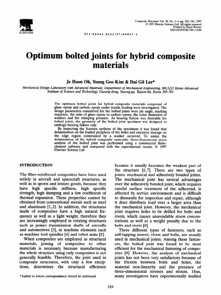 Optimum Bolted Joints For Hybrid Composite Materials | PDF | Composite ...