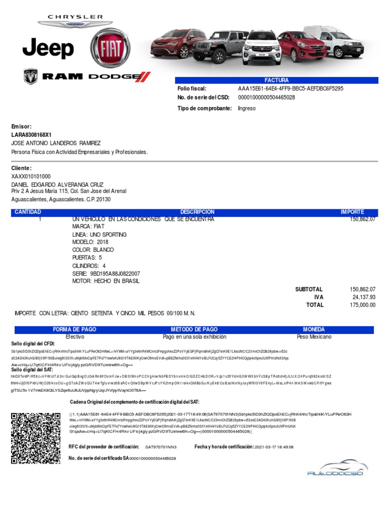 FACTURA Folio Fiscal | PDF