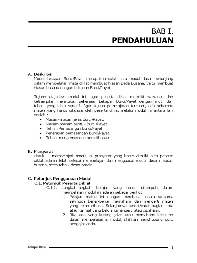 Modul Lekapan Burci/Payet Busana | PDF