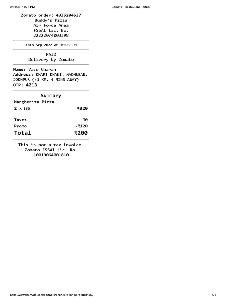 Zomato - Restaurant Partner | PDF