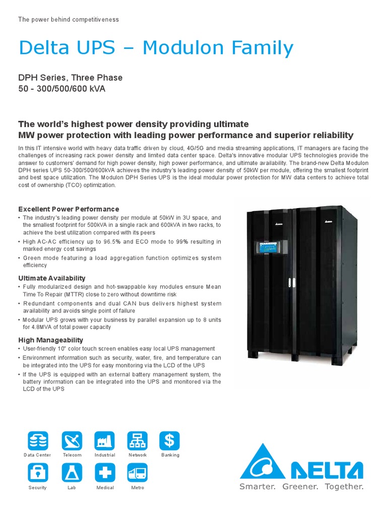 Delta DPH Series: High-Density Modular UPS | PDF | Data Center | Electrical Engineering