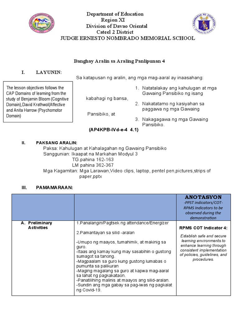 Banghay Aralin Sa AP 7es | PDF