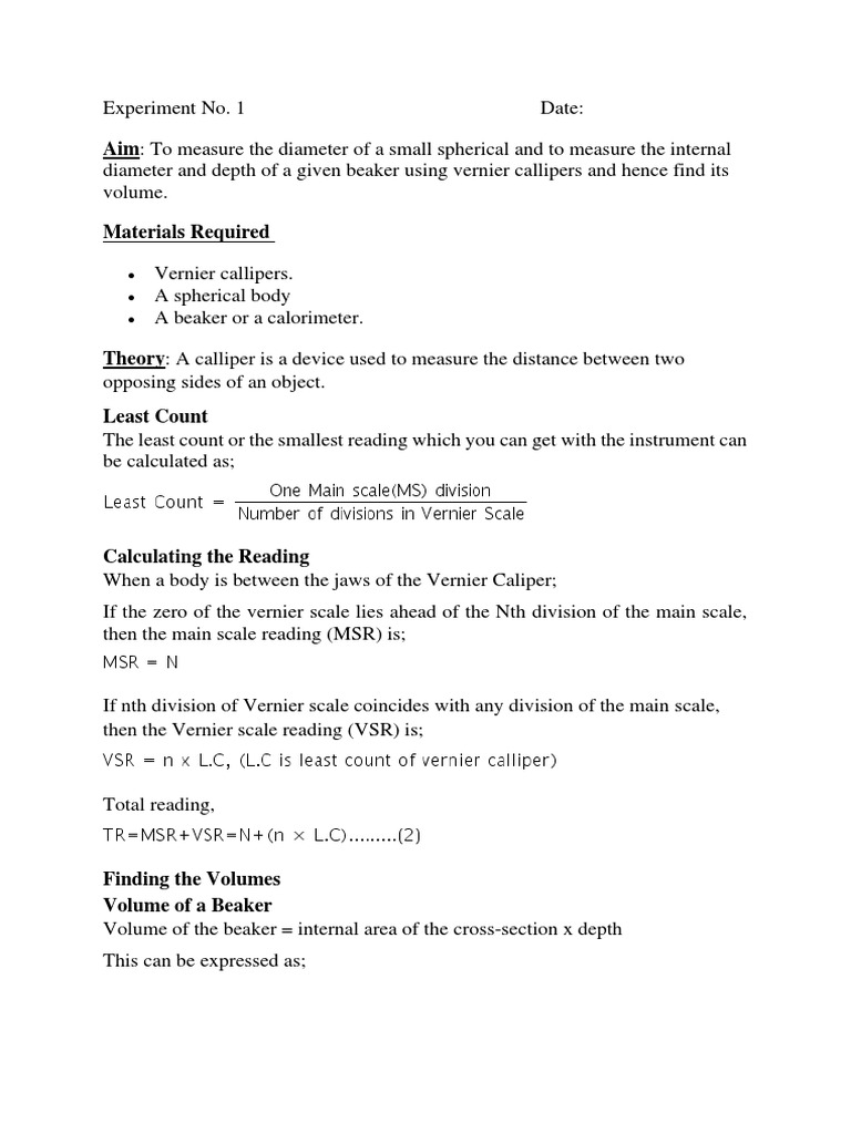 Class 11 Experiments | PDF | Friction | Metrology