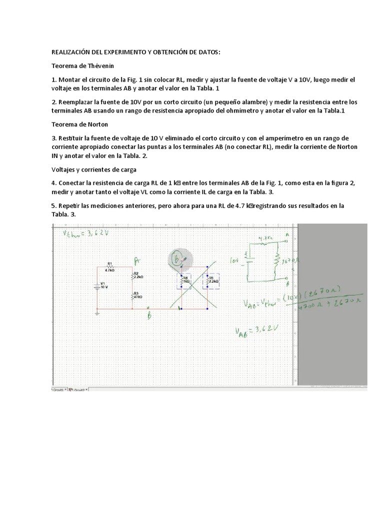 Experimento de Thévenin y Norton | PDF | Circuitos electrónicos ...