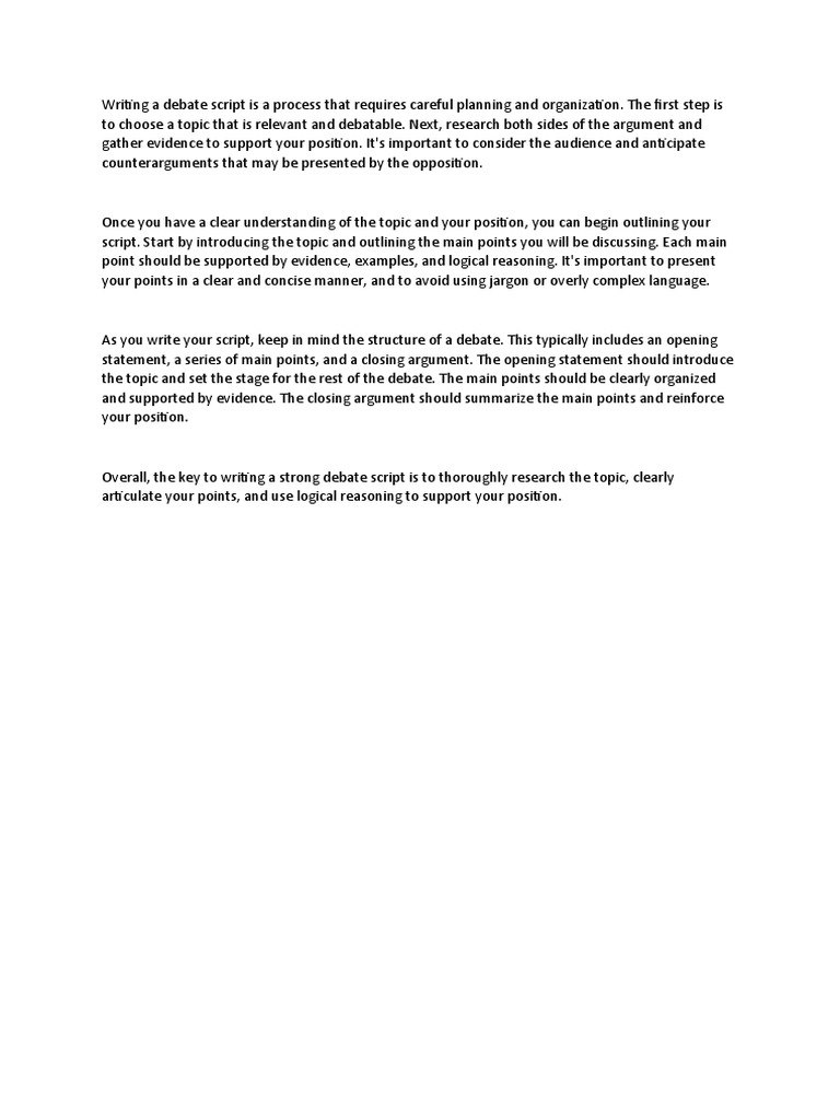 How To Write A Debate Scripts | PDF