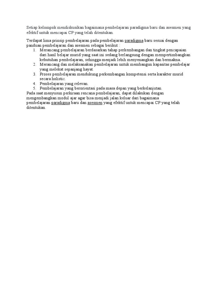 Setiap Kelompok Mendiskusikan Bagaimana Pembelajaran Paradigma Baru Dan Asesmen Yang Efektif ...