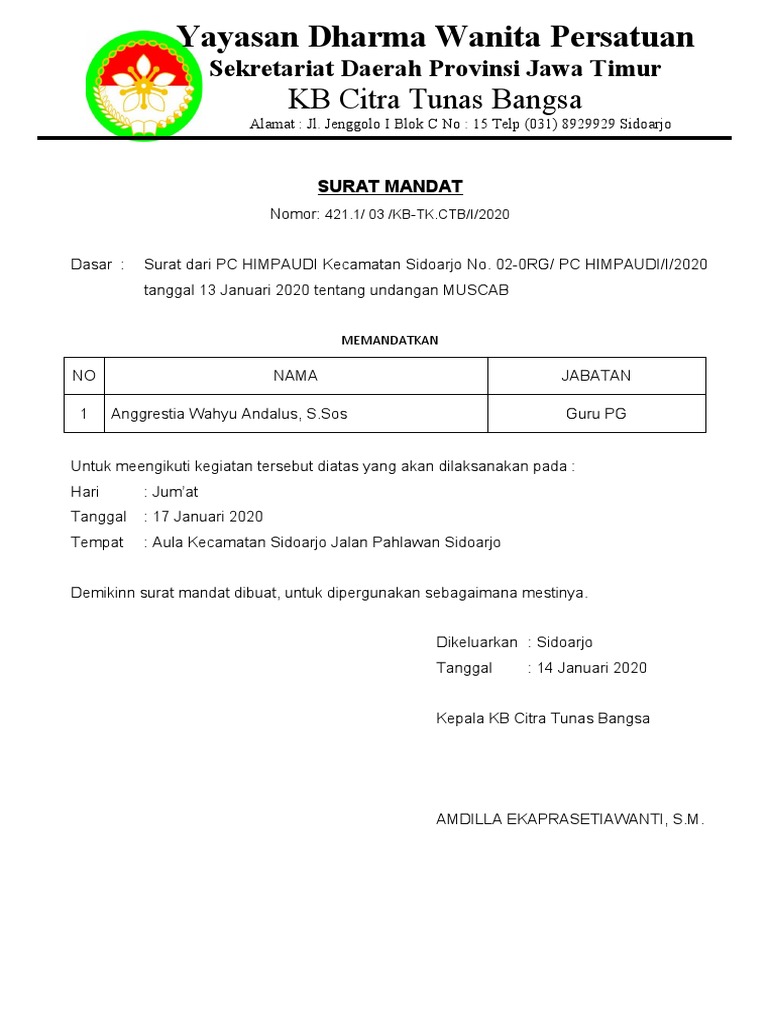 Surat Mandat Menghadiri Acara Pdf