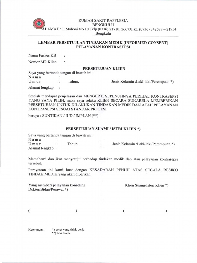 Lembar Persetujuan KB | PDF