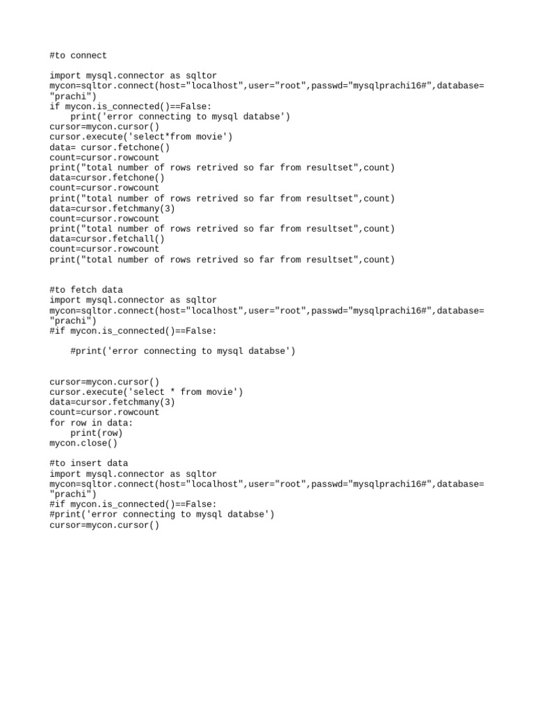 MySQL Database Connection and Queries | PDF | Teaching Methods & Materials