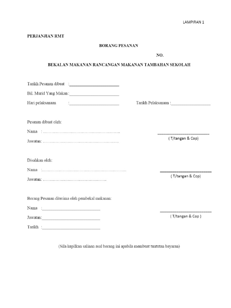 Borang Pesanan c6 - RMT | PDF