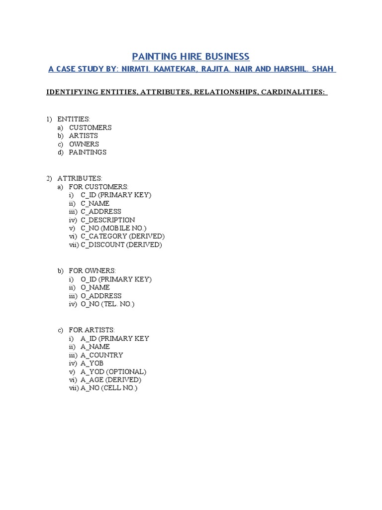 Painting Hire Business Case Study | PDF | Data | Computer Data
