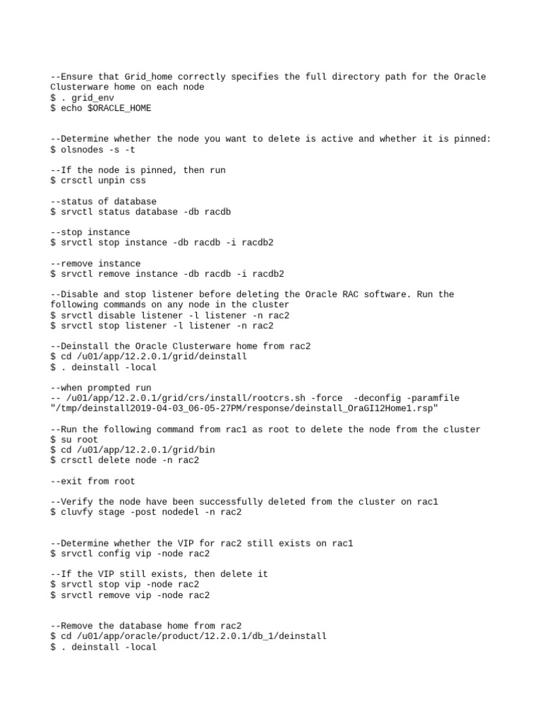 Oracle RAC Node Deletion Guide | PDF