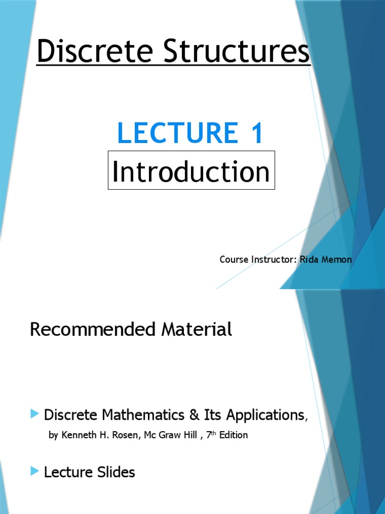 Discrete Structures - Lecture 1 | PDF | Discrete Mathematics | Proposition
