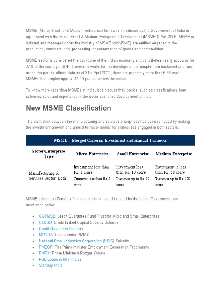 MSME | PDF | Small And Medium Sized Enterprises | Business