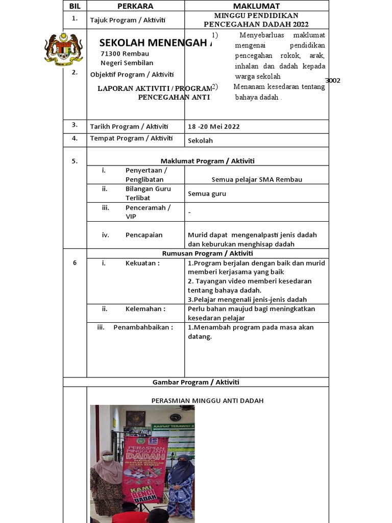 Laporan Program Hem Aadk 2022 | PDF