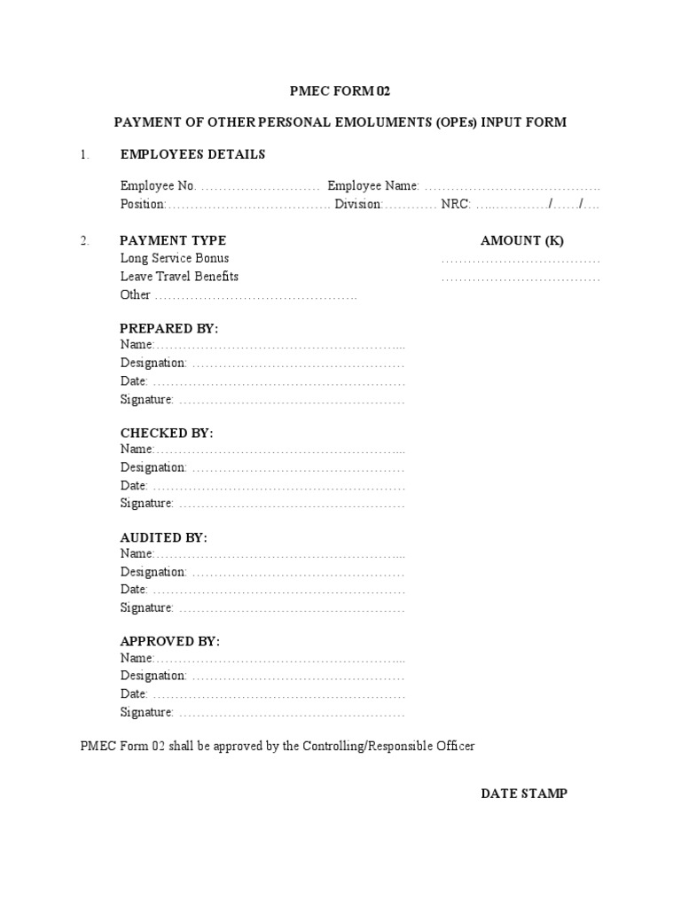 Pmec Form 02 | PDF