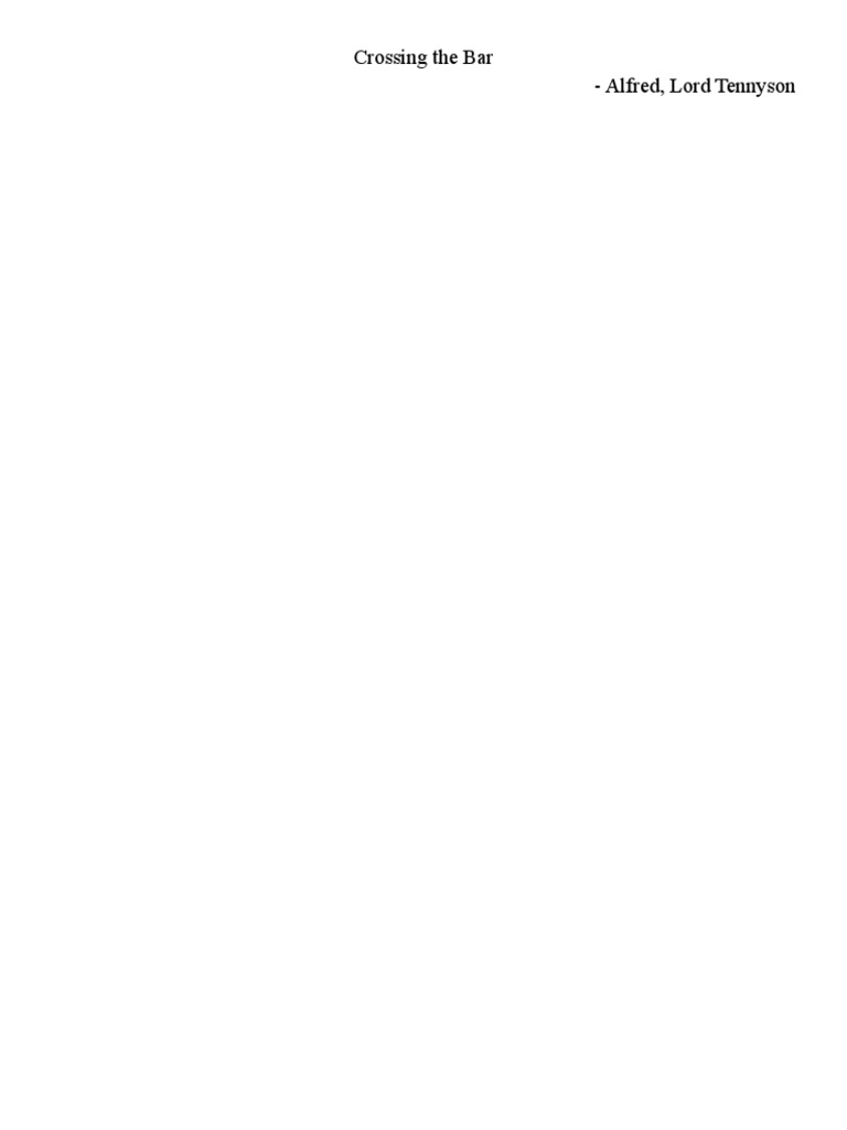 Crossing The Bar | PDF | Poetry