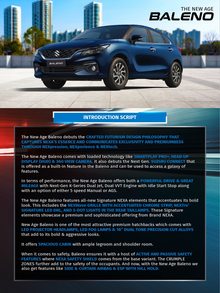 New Age Baleno: Features & Specs Overview | PDF | Private Transport ...