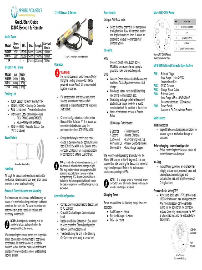 1310A Beacon Quick Start Guide | PDF | Battery Charger | Usb