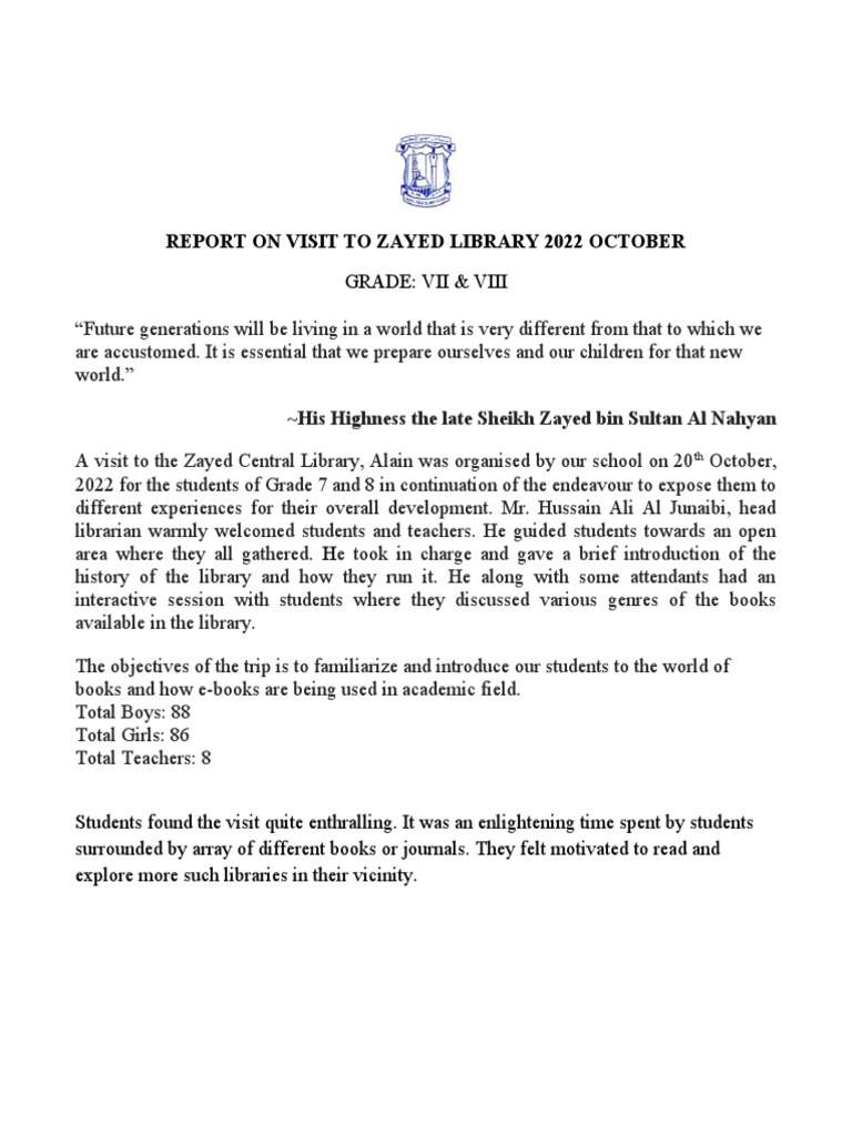 REPORT ON LIBRARY VISIT | PDF