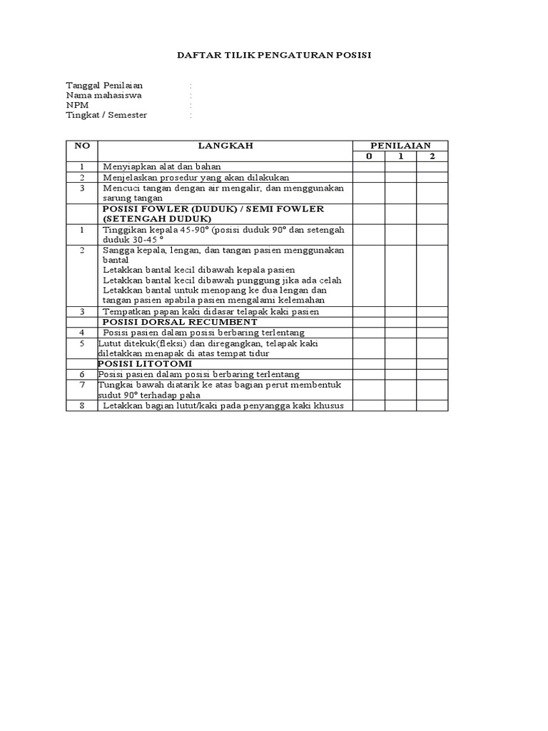 Daftar Tilik Posisi | PDF