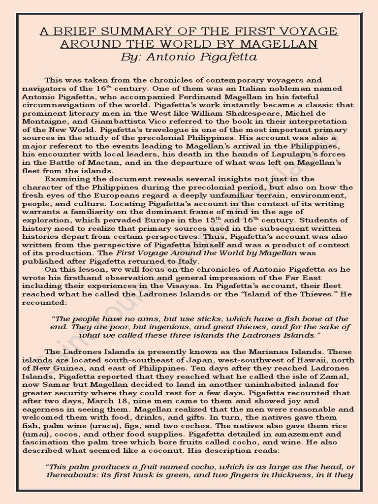 A Brief Summary of The First Voyage Around The World by Magellan | PDF ...