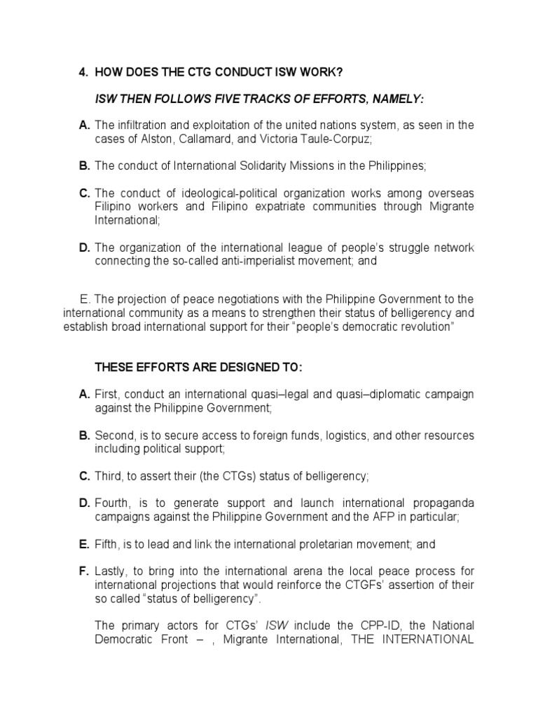 How Does The CTG Conduct Isw Work | PDF | Philippines | International ...